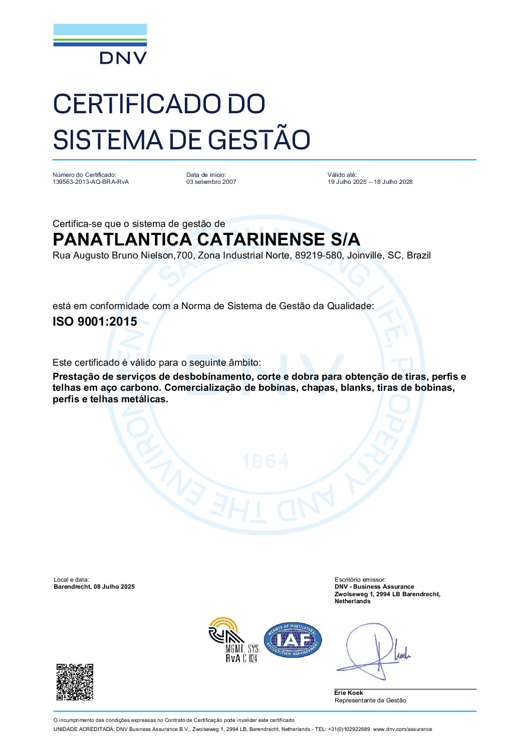 Certificado - Panatlântica Catarinense - PANACAT